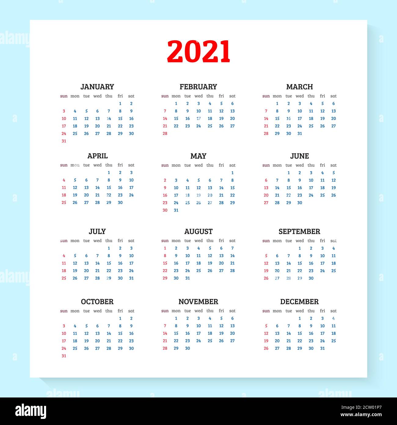 Calendario 2021 febbraio Immagini Vettoriali Stock - Alamy