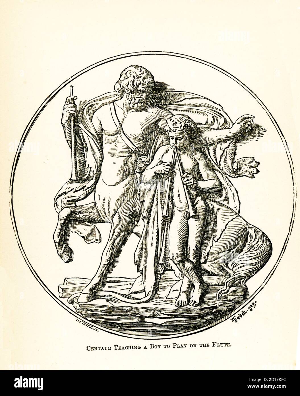 Questa illustrazione della fine del 1800 mostra un centauro che insegna ...