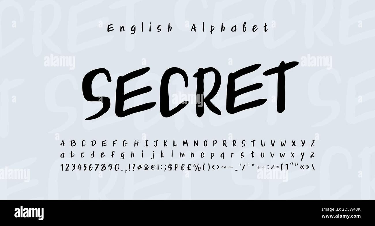 Carattere originale del pennello scritto a mano Alphabet. Lettere ...