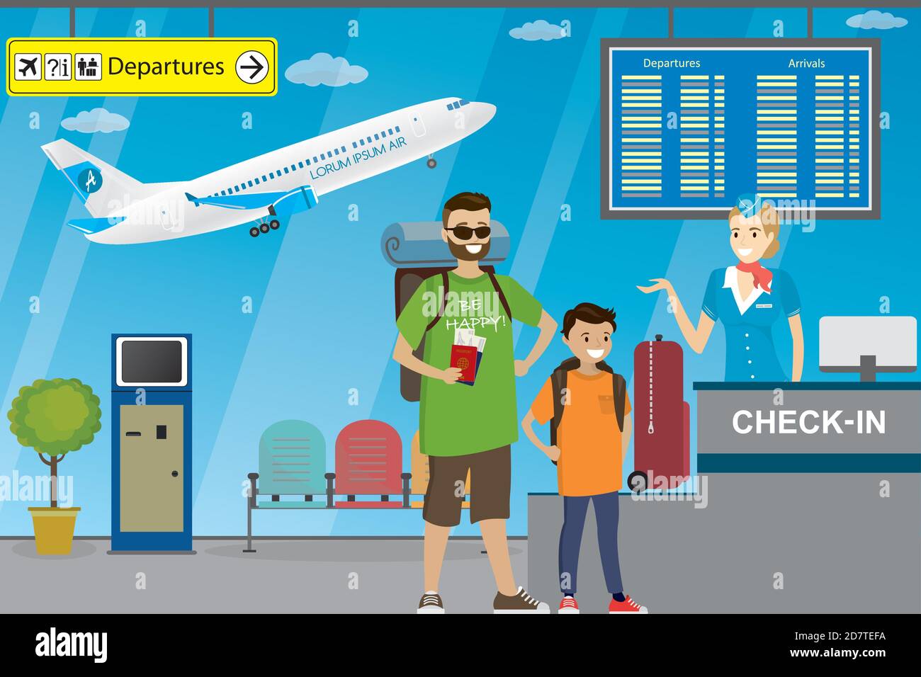 Banco check in e aeroporto Immagini Vettoriali Stock - Alamy