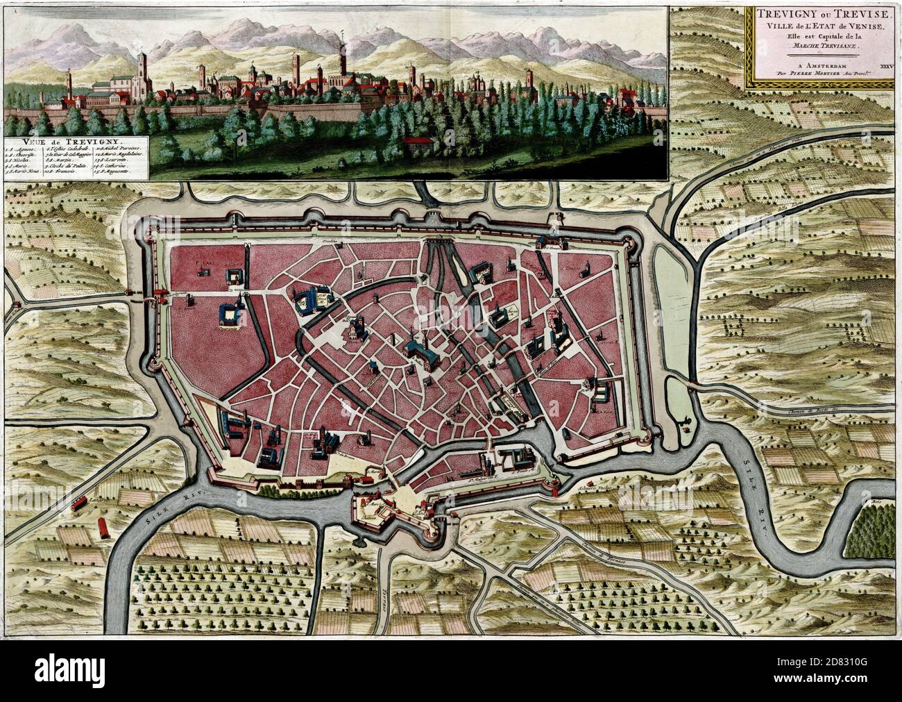 Antica mappa di Trevigny Trevigny nei pressi di Venezia, Atlante delle ...