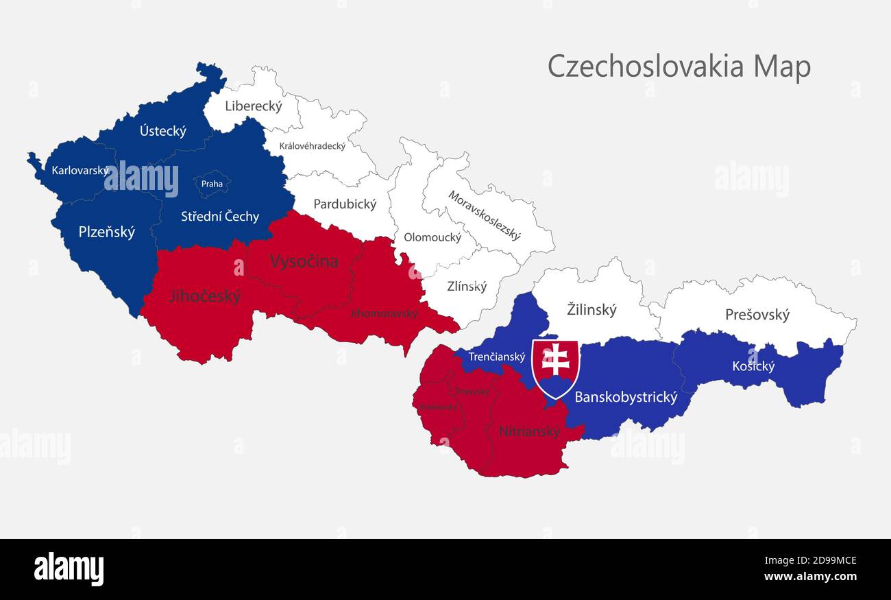 Mappa della cecoslovacchia Immagini Vettoriali Stock - Alamy