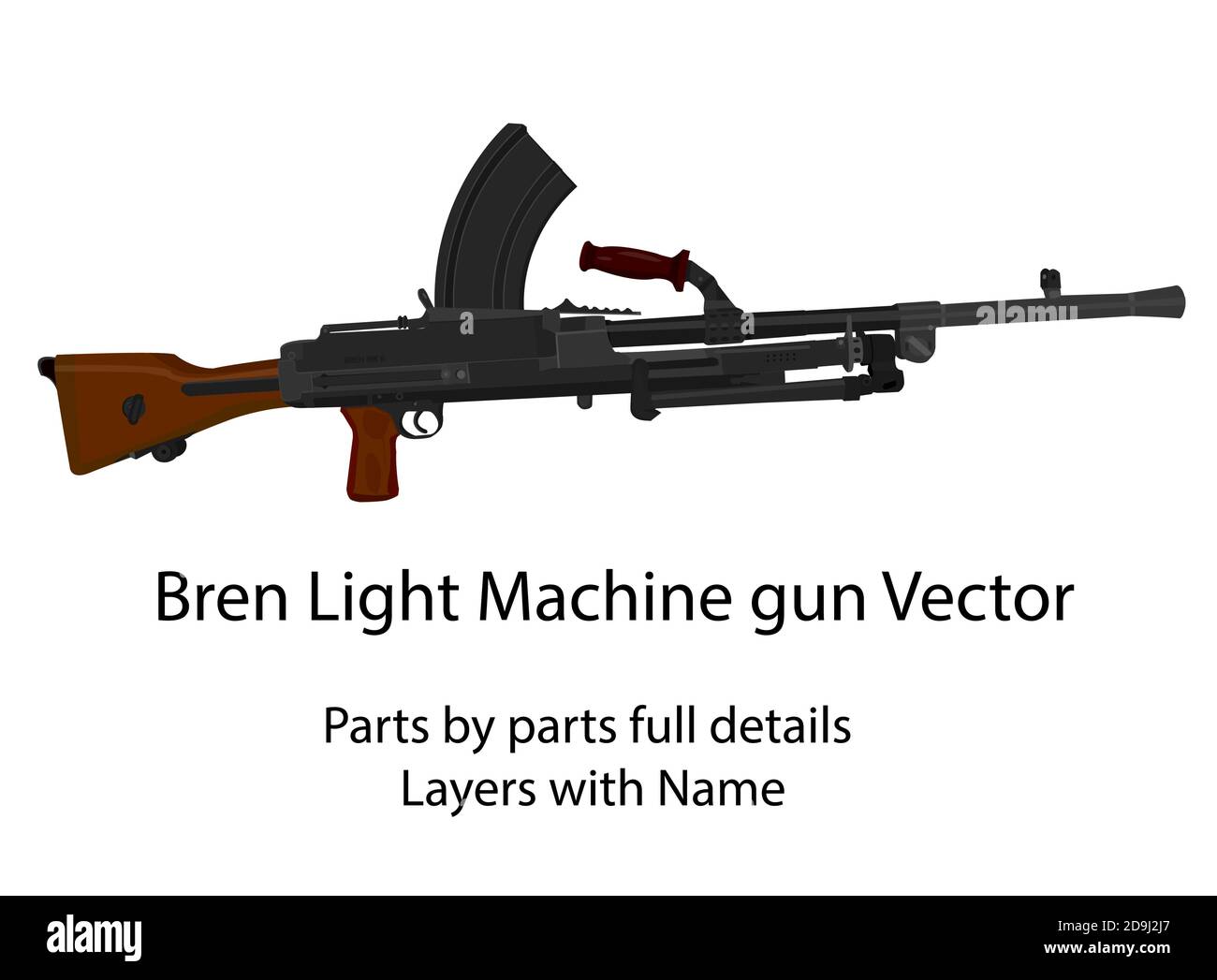 Mitragliatrice leggera bren ww2 mitragliatrice ww2 Immagini Vettoriali ...