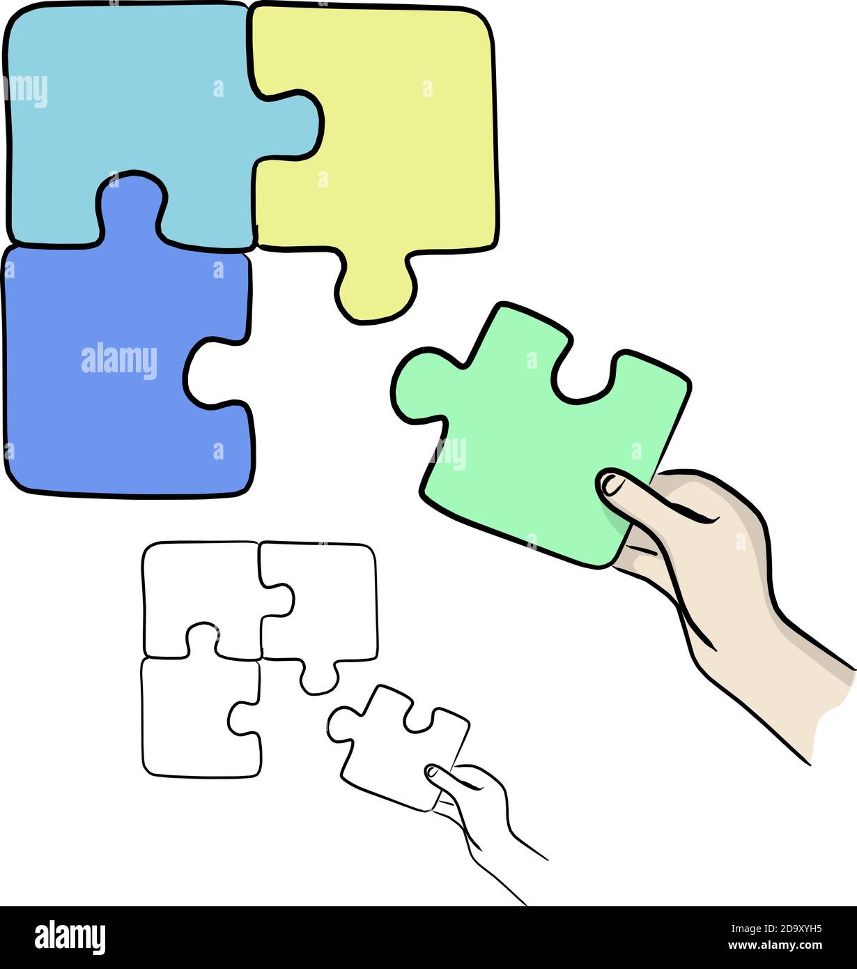 Black white jigsaw puzzle outline immagini e fotografie stock ad alta ...