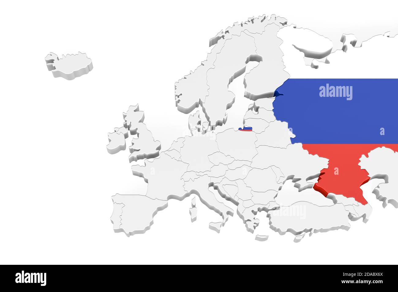 Mappa 3D Europa con confini marcati - area della Russia Contrassegnato ...