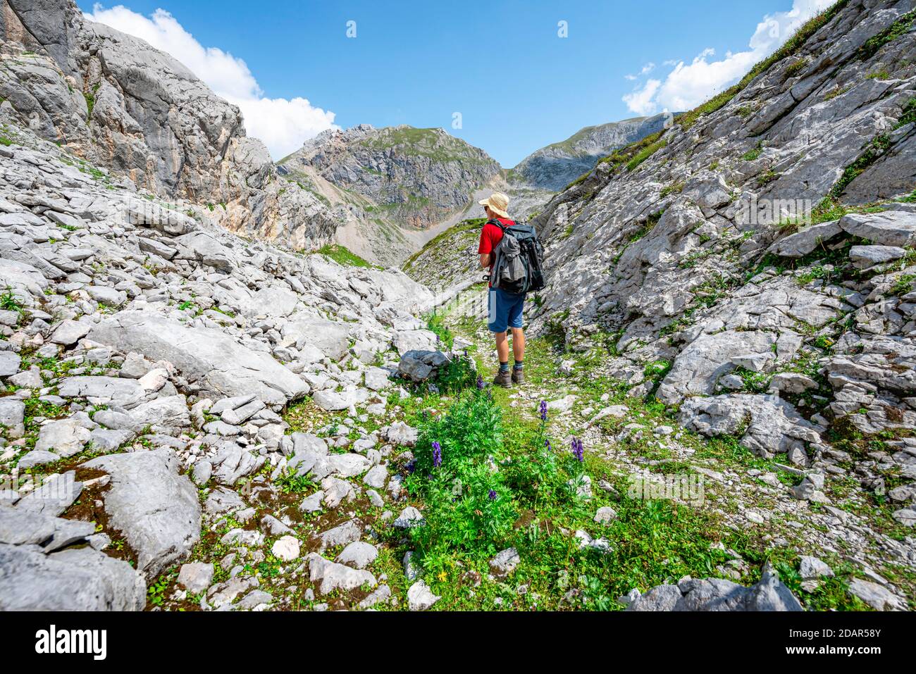 Escursionisti in un paesaggio di rocce carsiche, Funtenseetauern ...