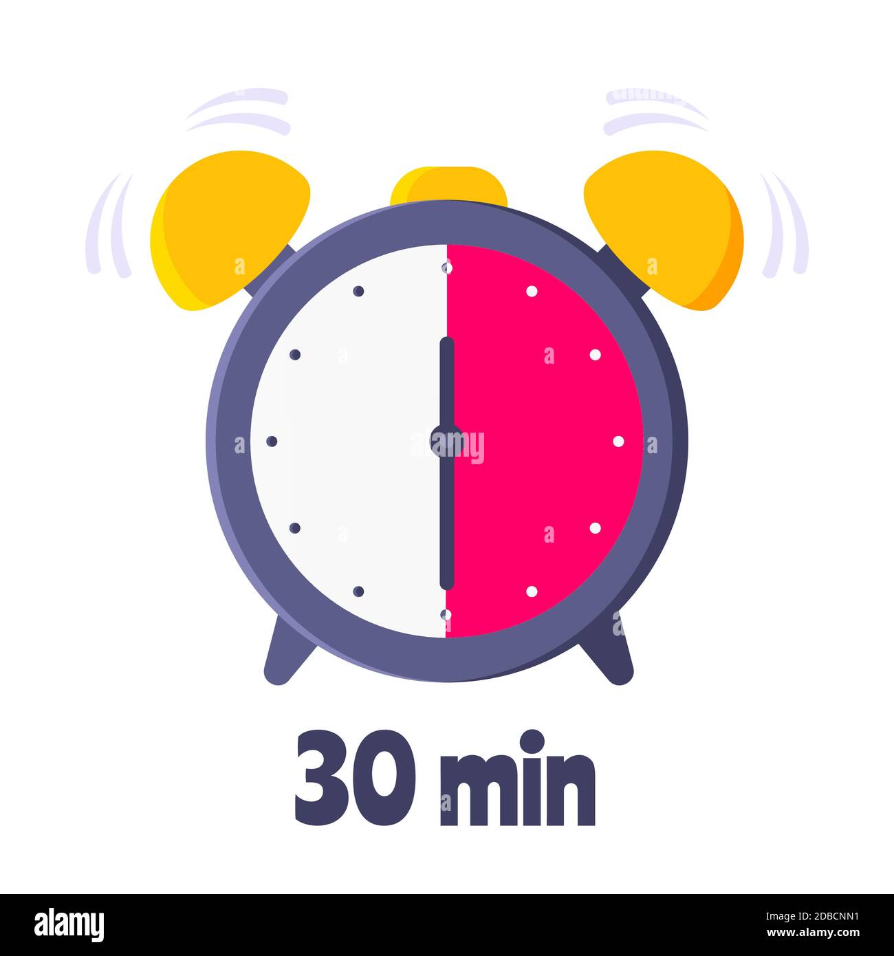 Trenta minuti su orologio analogico faccia piatta disegno vettoriale ...