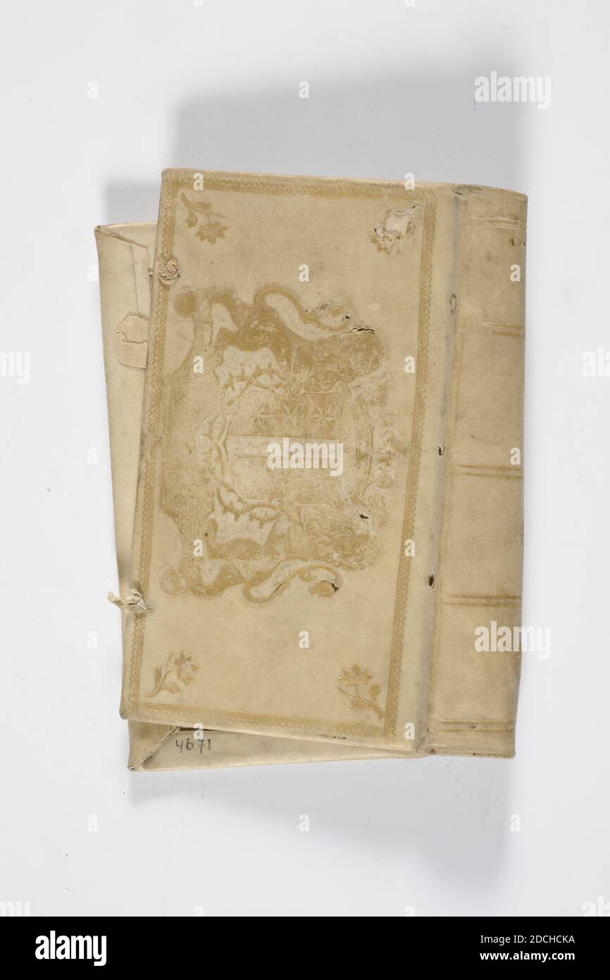 Rilegatura libro, Anonimo, 17 ° secolo, pergamena, cartone, scritto ...