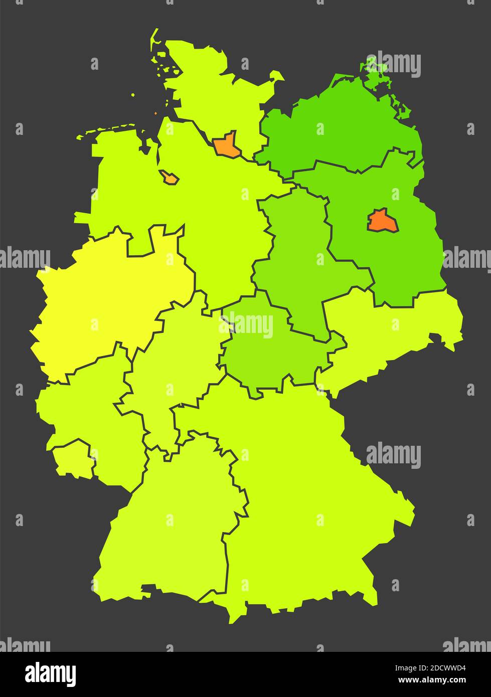 Mappa della germania con gli stati immagini e fotografie stock ad alta ...
