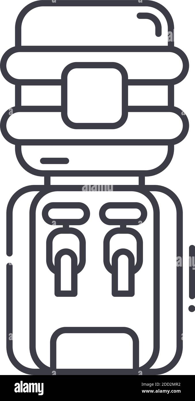 Icona concettuale distributore di acqua, illustrazione isolata lineare ...