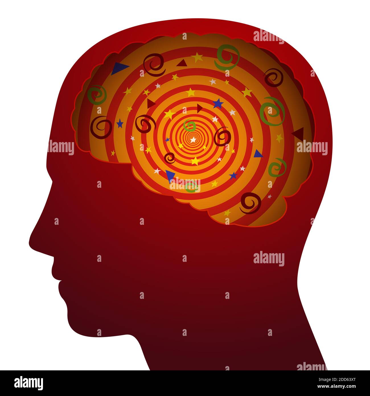 Silhouette di una persona con pensieri confusi, simbolo di confusione ...