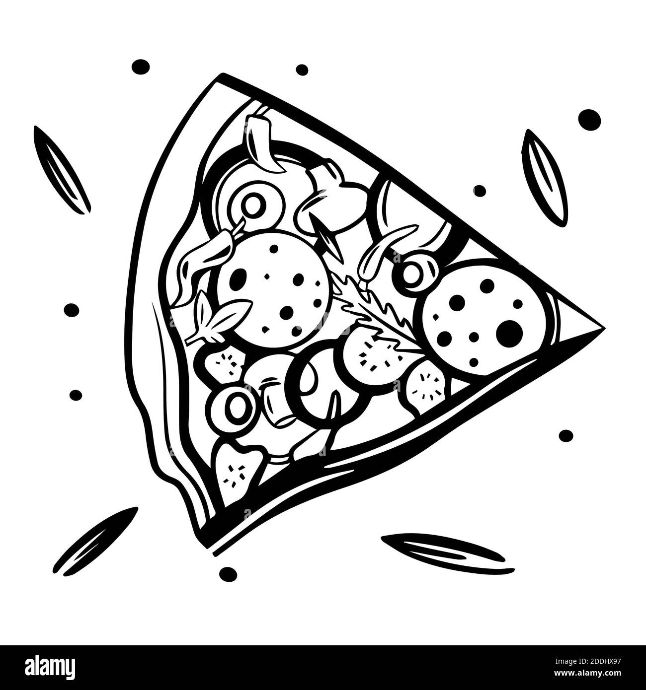 Disegno a mano della sezione Pizza vettoriale dello schizzo ...