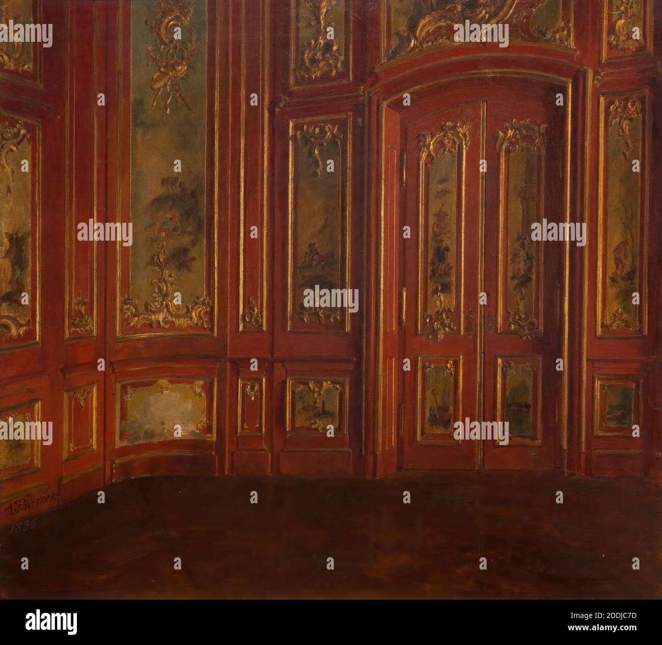 Interno DI una stanza con Rococo Paneling, 1896 di Alexander Friedrich ...