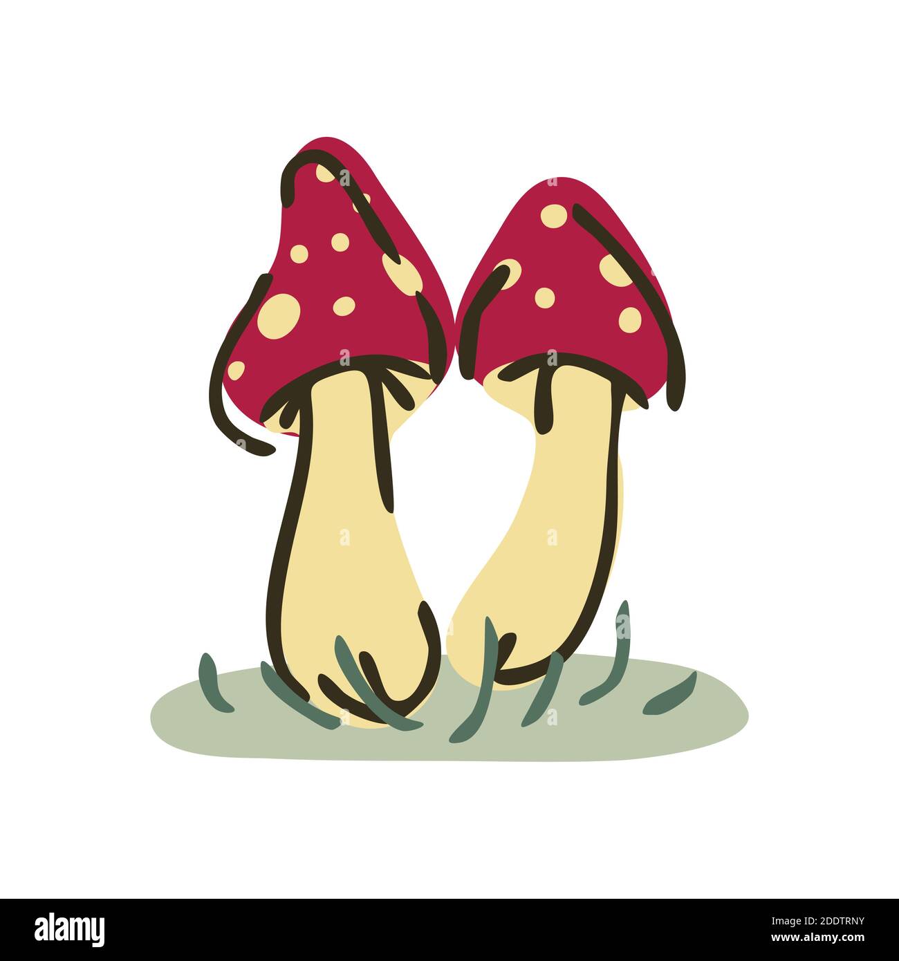 Simpatico cartoon toadstool fungo monocromo lineart illustrazione ...
