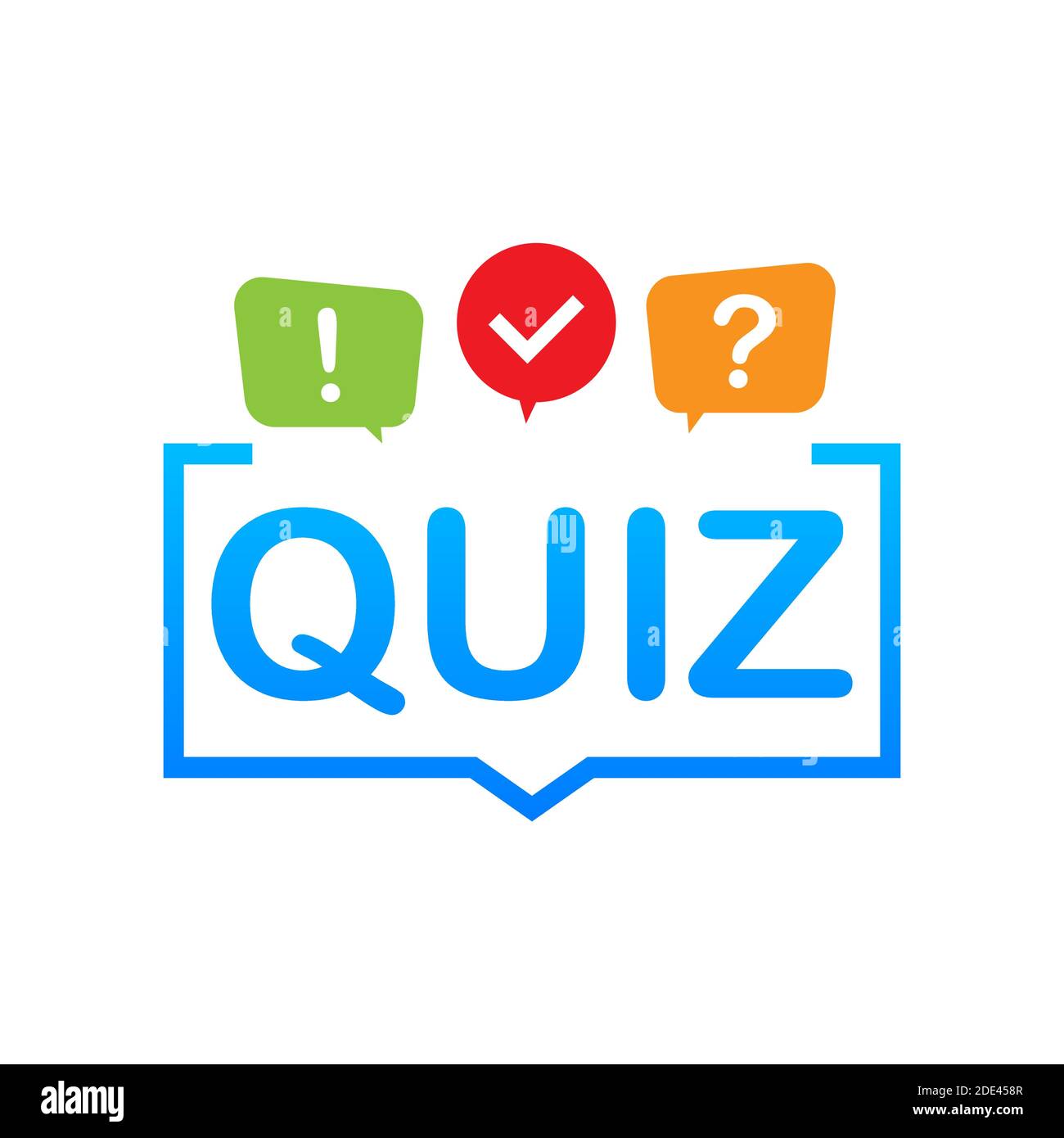 Logo del quiz con simboli di fumetto, concetto di presentazione del ...