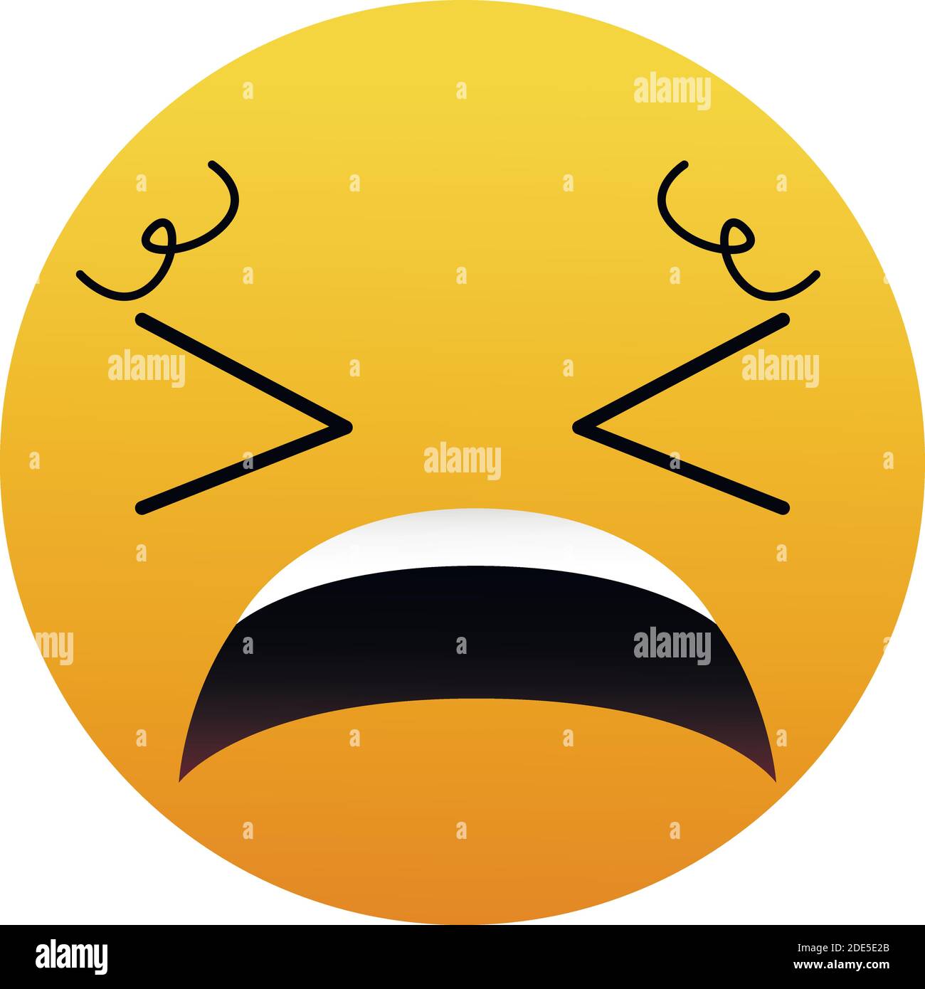 Faccia emoji. Emoticon infelice su sfondo bianco, un viso stanco di ...