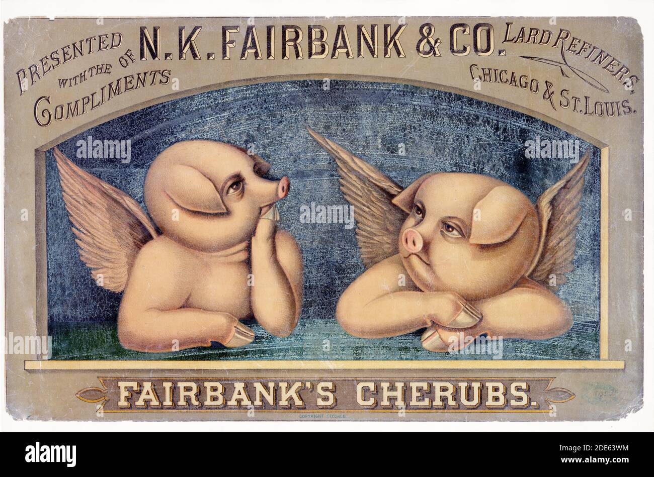 Stampa mostra due suinetti angelico eseguita nello stile dei due putti ...