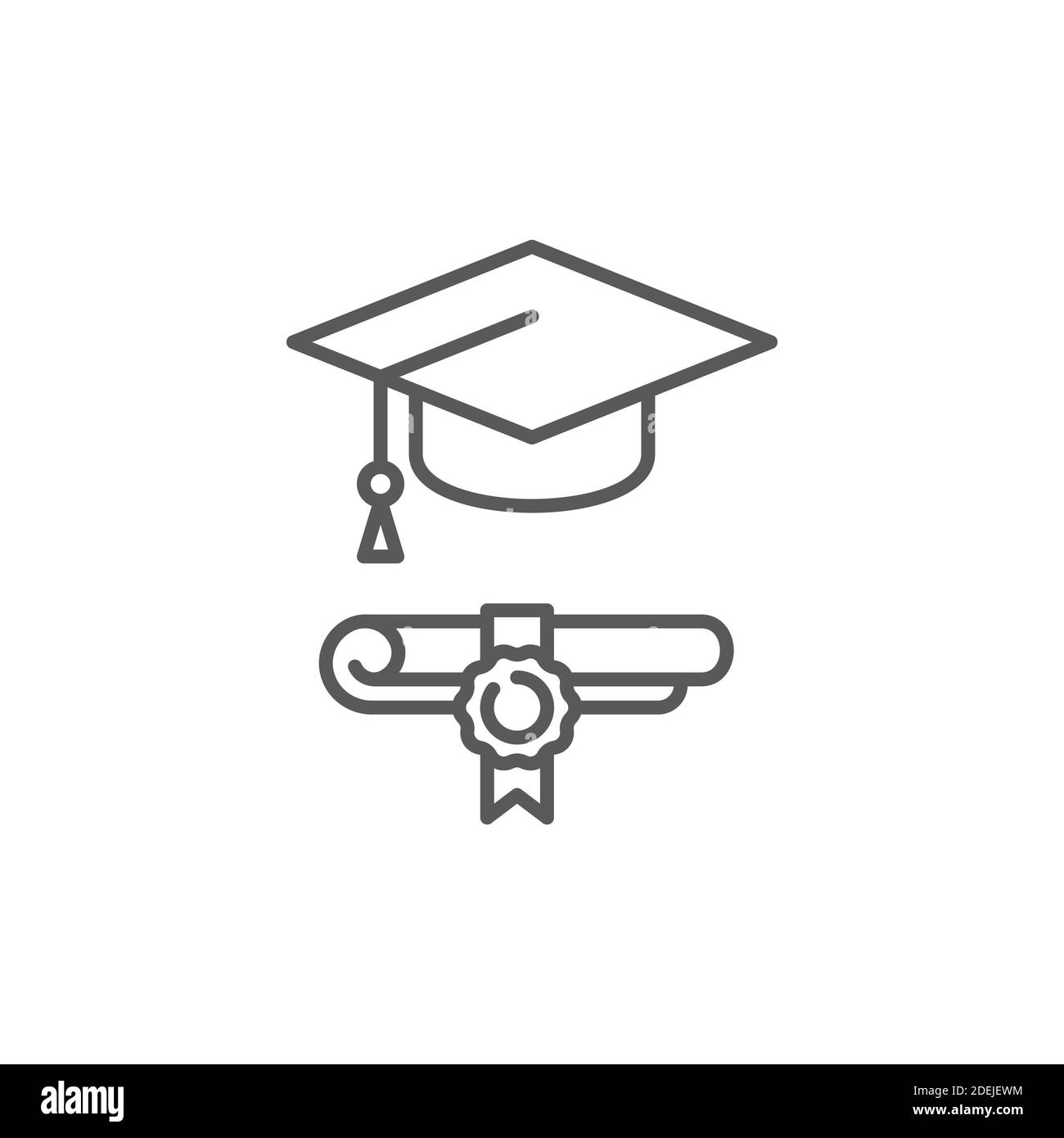 Cappello di laurea e icona del diploma, colore, linea, segno vettoriale ...