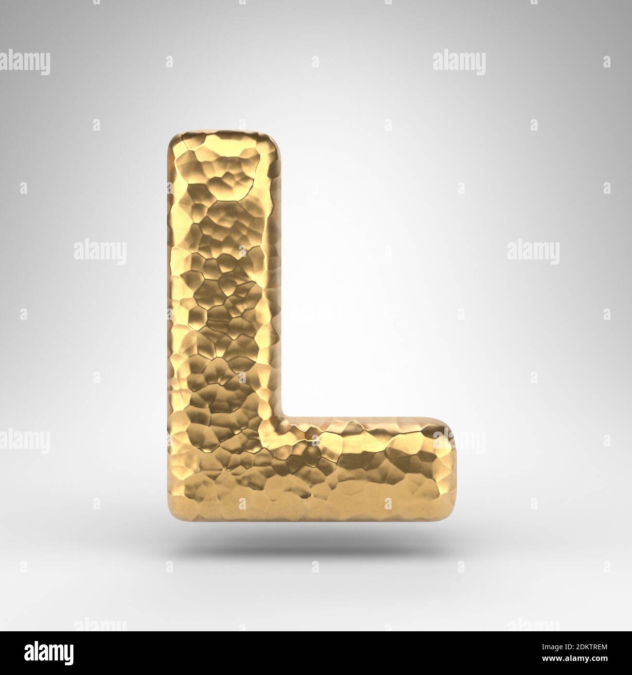 Lettera L maiuscola su sfondo bianco. Font 3D con rendering in ottone ...