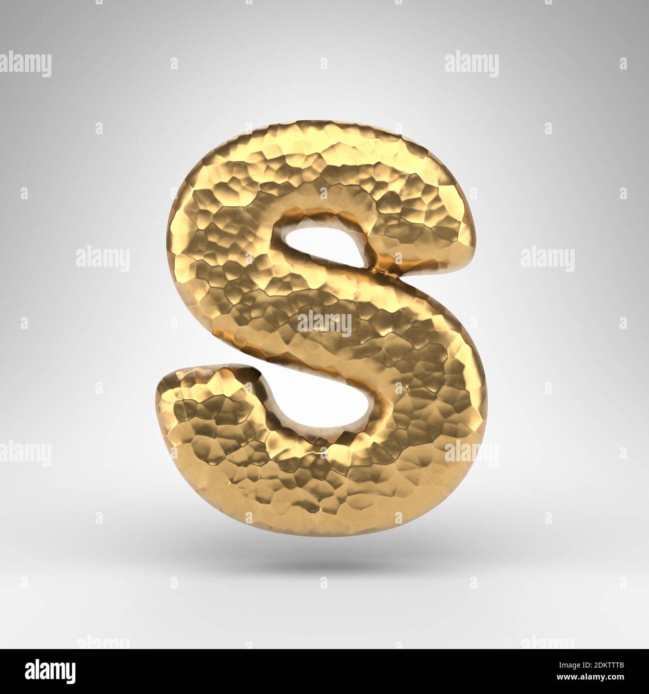 Lettera S maiuscola su sfondo bianco. Font 3D con rendering in ottone ...