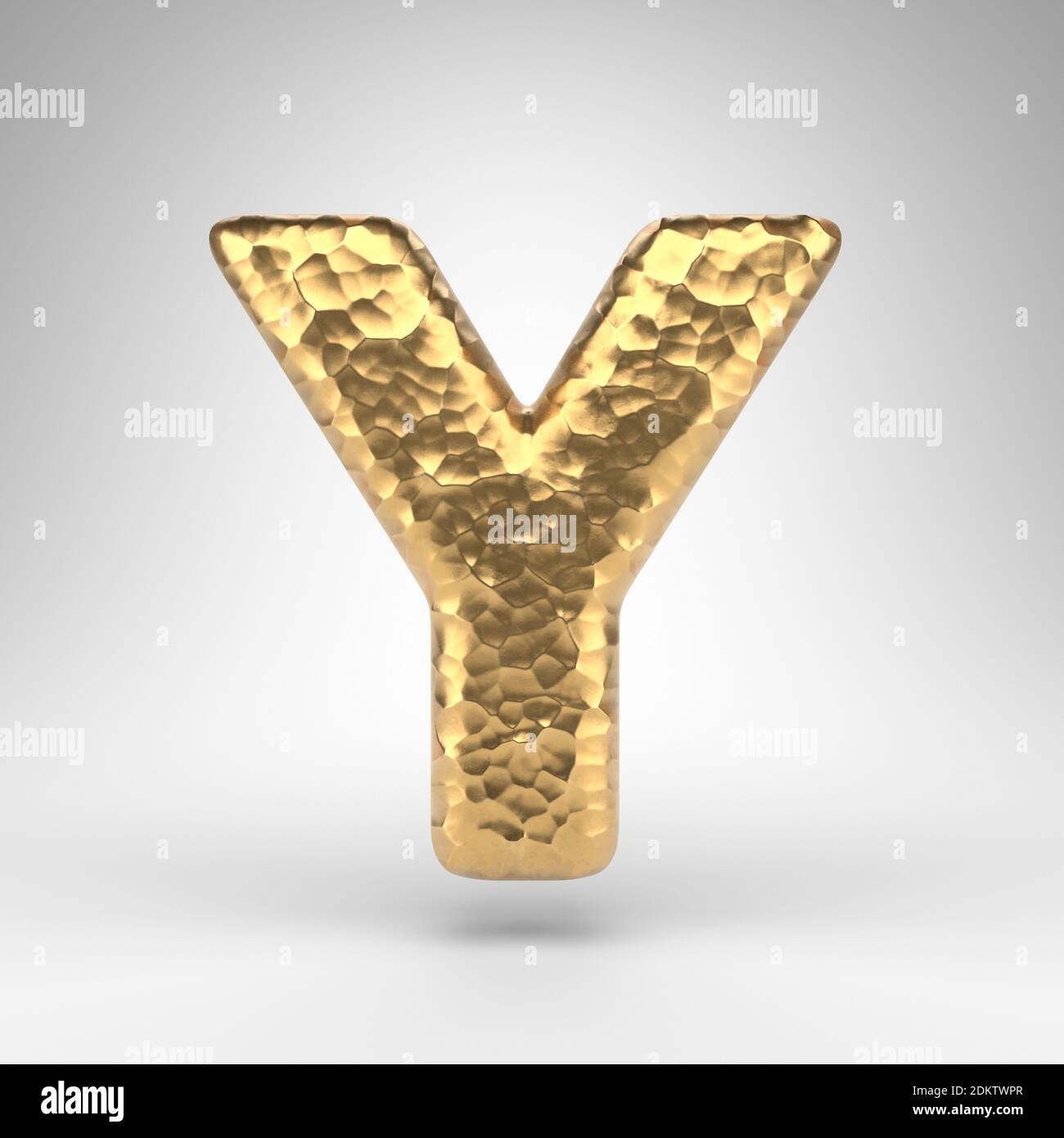 Lettera Y maiuscola su sfondo bianco. Font 3D con rendering in ottone ...
