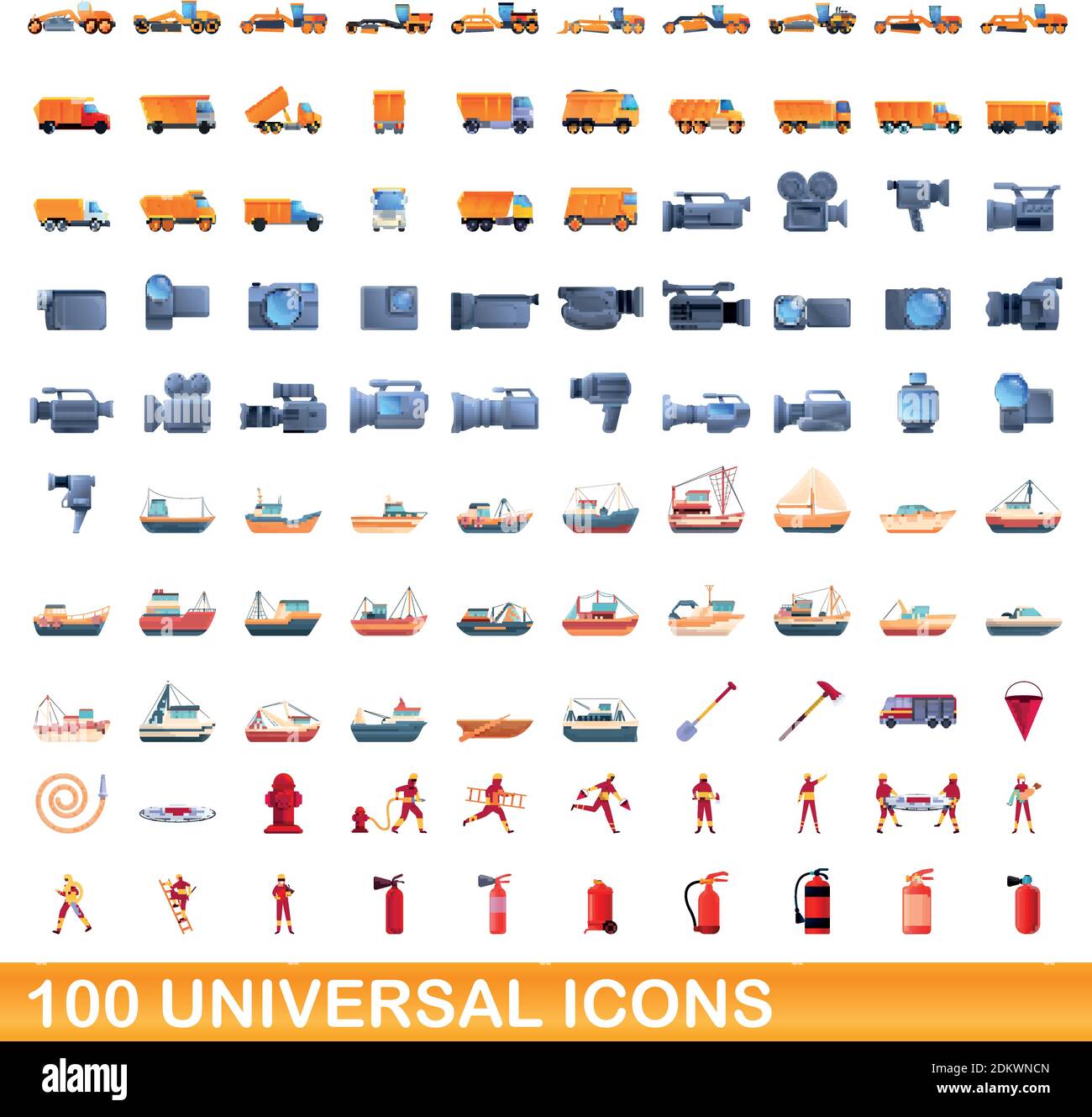 100 universal set di icone. Cartoon illustrazione di 100 icone ...