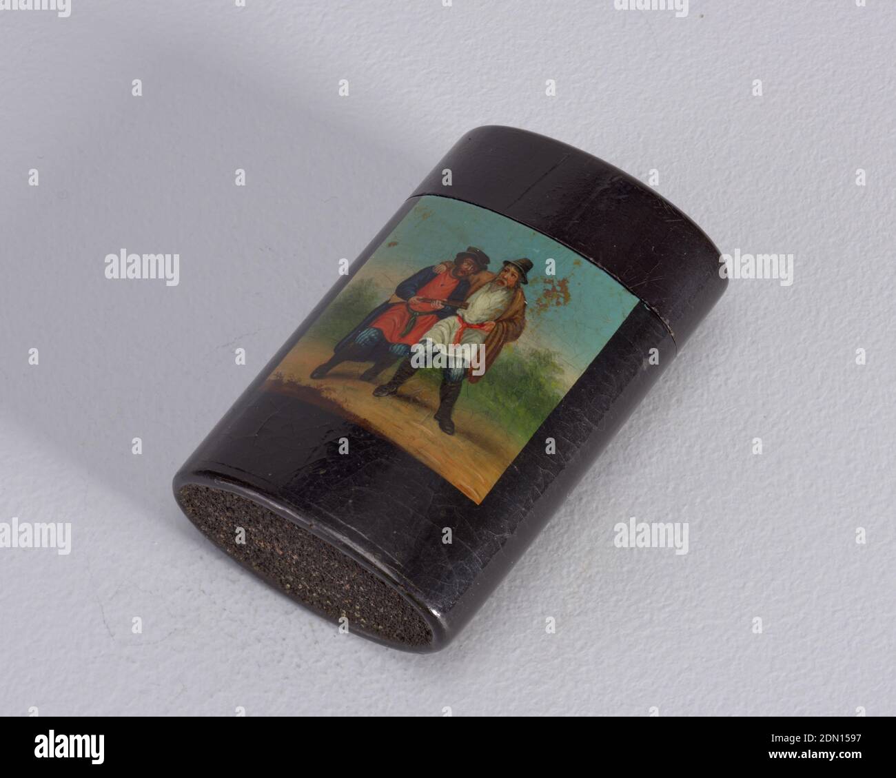 Due contadini maschili cantano, legno laccato, smalto, carta vetrata ...