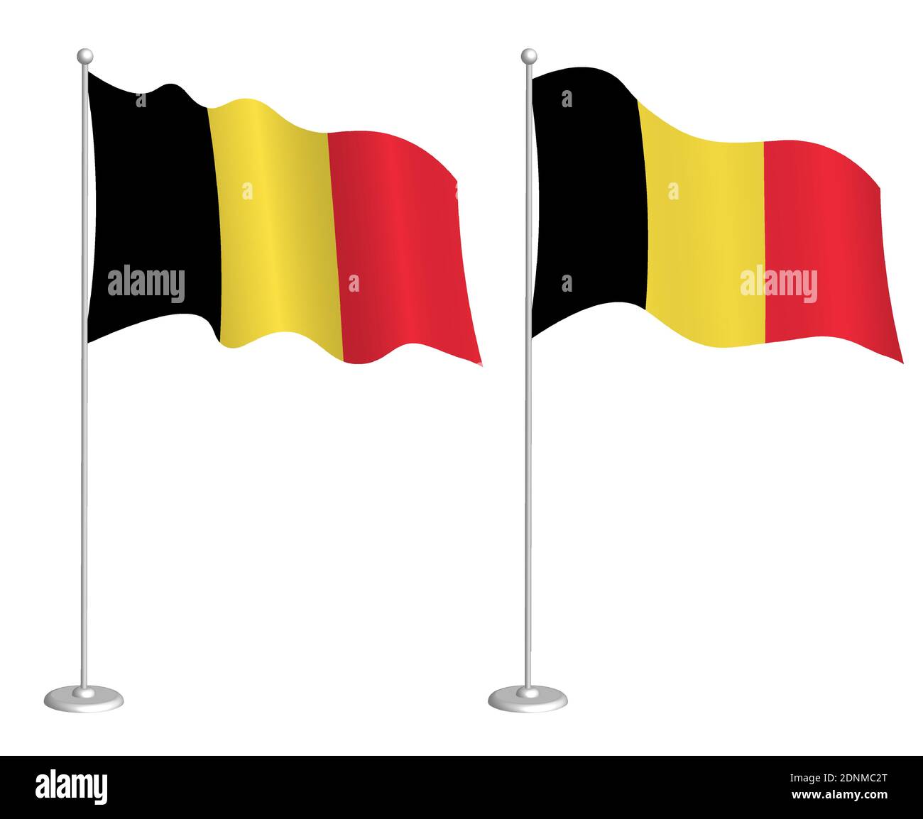 Bandiera del Belgio su flagpole ondeggiante nel vento. Elemento di ...