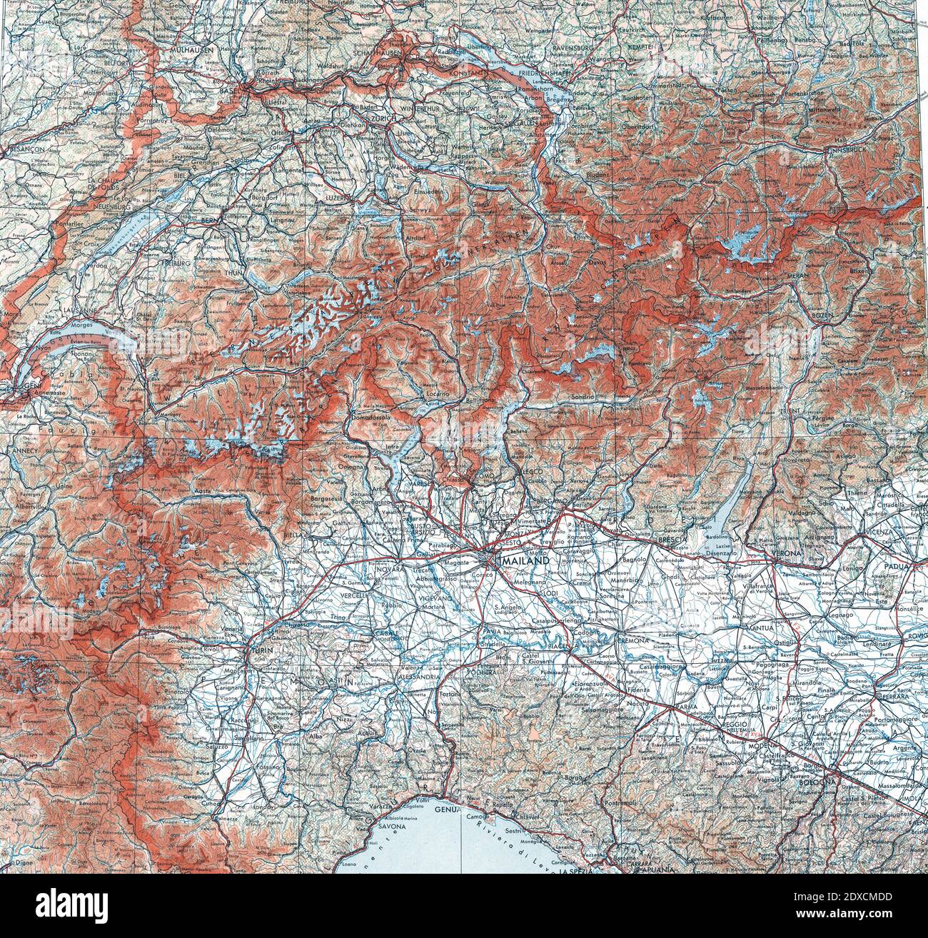 Mappa militare tedesca della Svizzera e dell'Italia settentrionale ...