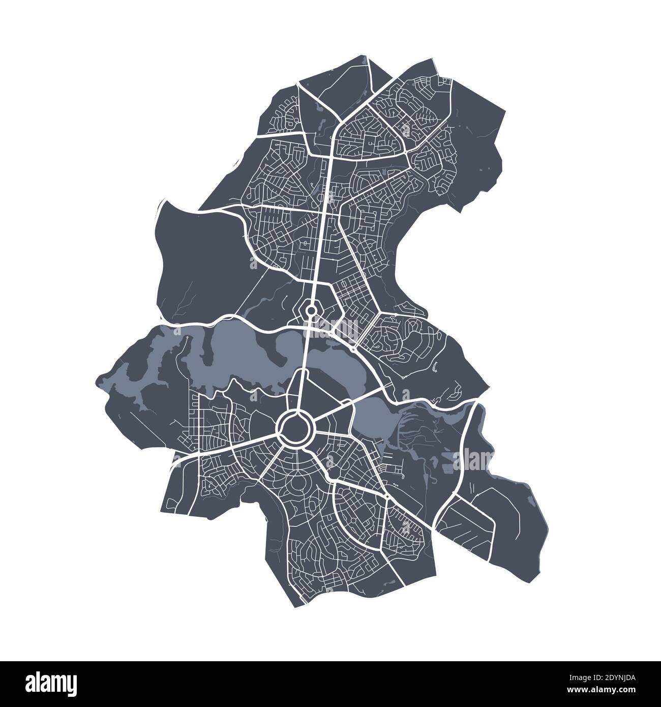 Mappa di Canberra. Mappa vettoriale dettagliata dell'area ...