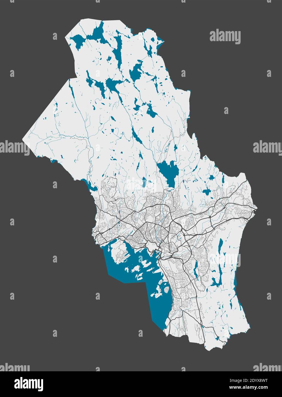 Mappa della contea del comune di Oslo. Mappa dettagliata dell'area ...