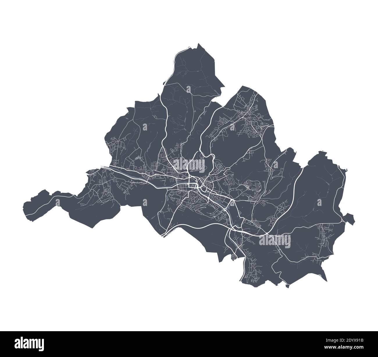 Mappa di Saarbrucken. Mappa vettoriale dettagliata dell'area ...