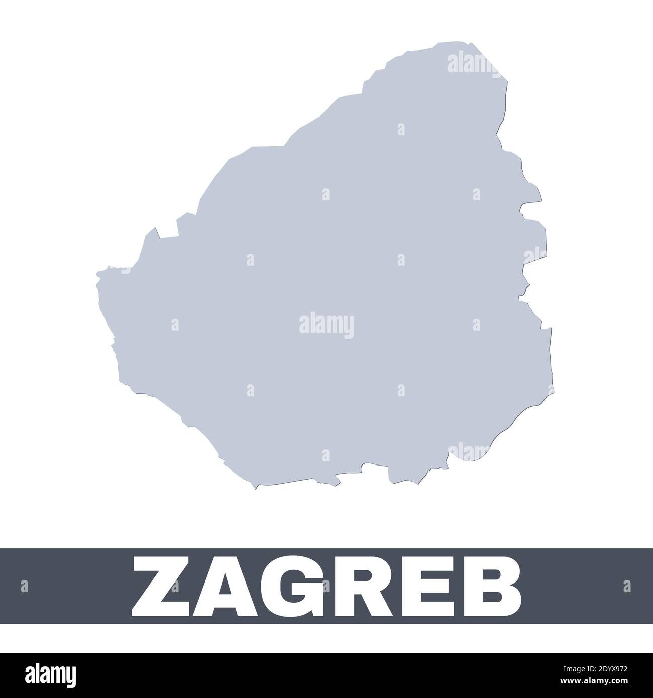 Mappa di Zagabria. Mappa vettoriale dell'area della città di Zagabria ...