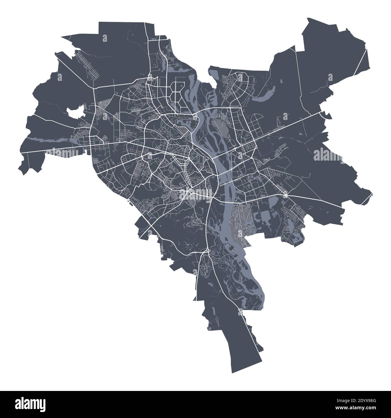 Kiev Kiev mappa. Mappa vettoriale dettagliata dell'area amministrativa ...