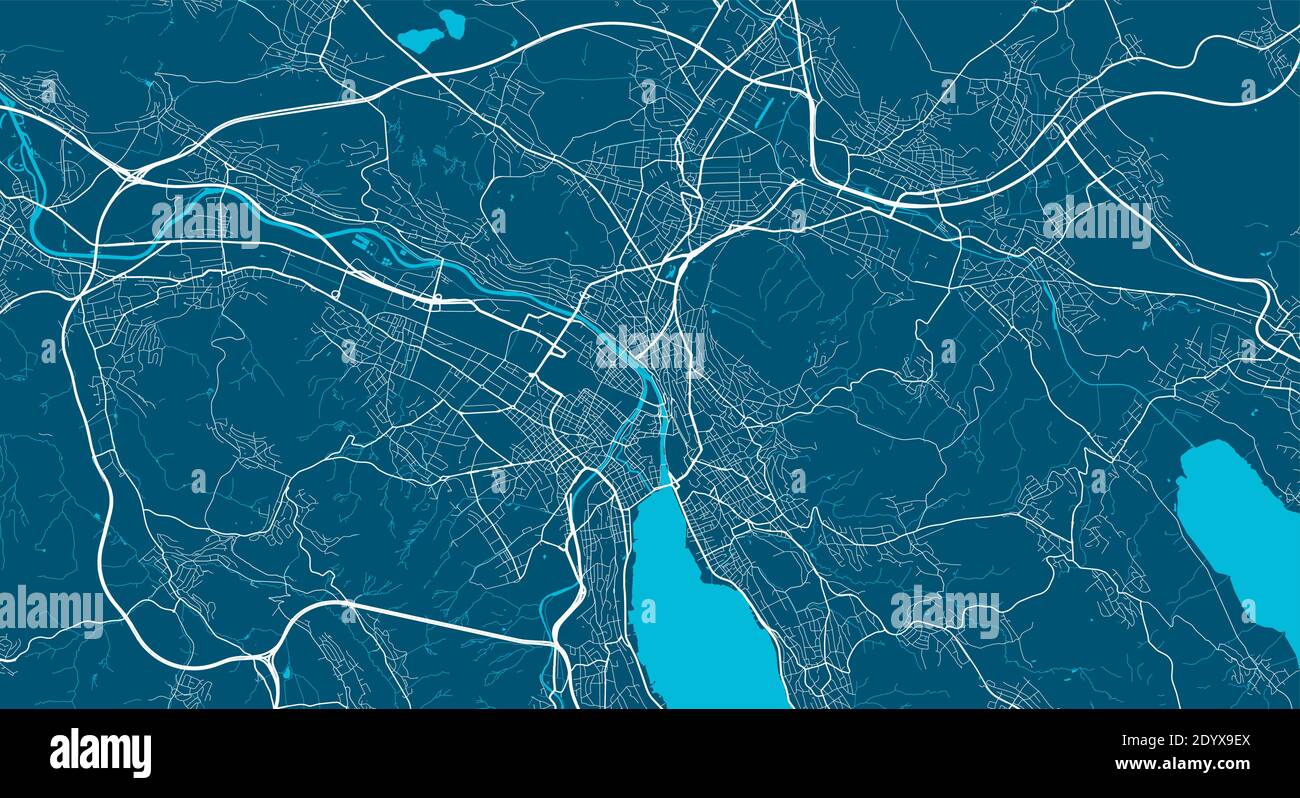 Mappa vettoriale di Zurigo. Illustrazione del poster della mappa ...