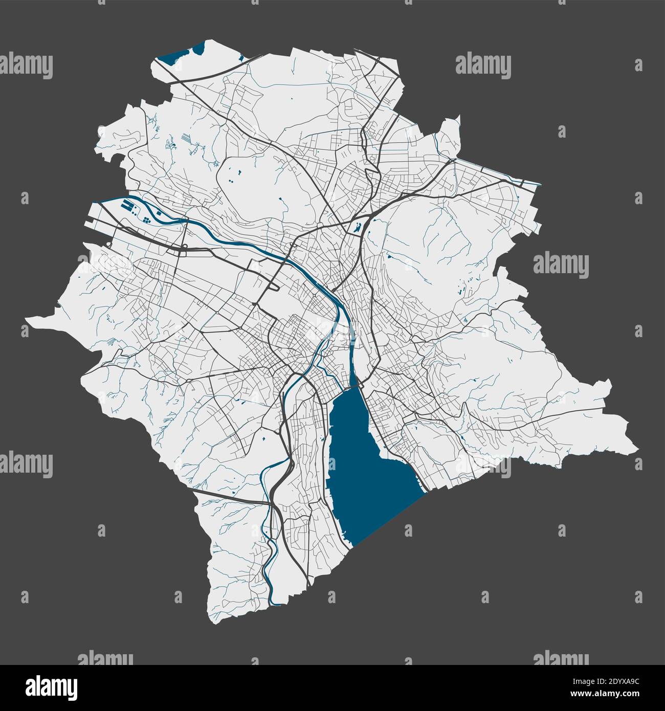 Mappa di Zurigo. Mappa vettoriale dettagliata dell'area amministrativa ...