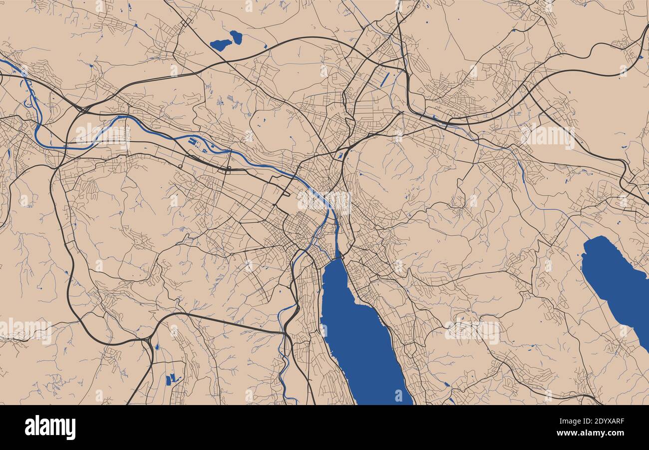 Zurigo mappa stradale Immagini Vettoriali Stock - Alamy