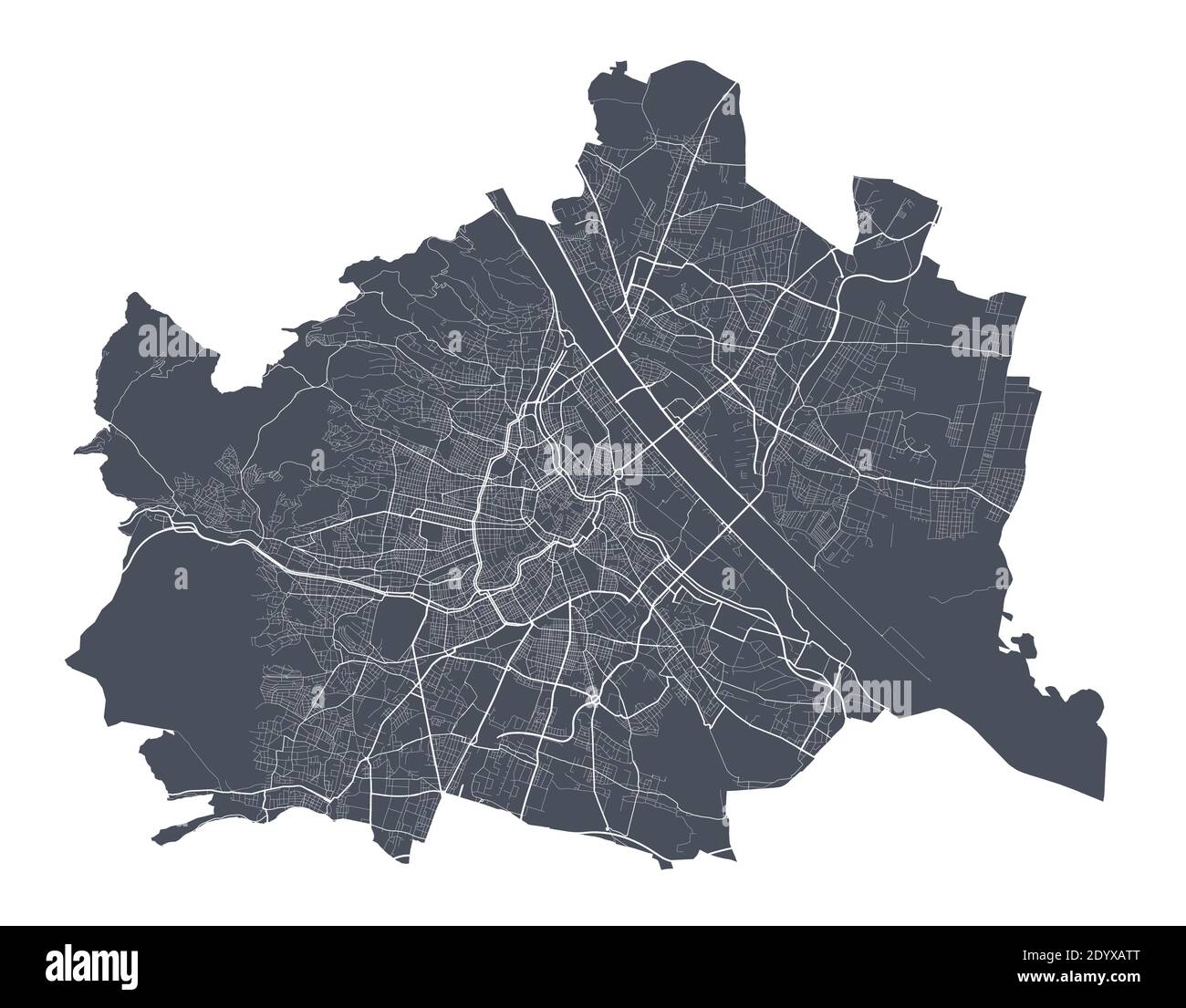Mappa di Vienna. Mappa vettoriale dettagliata dell'area amministrativa ...