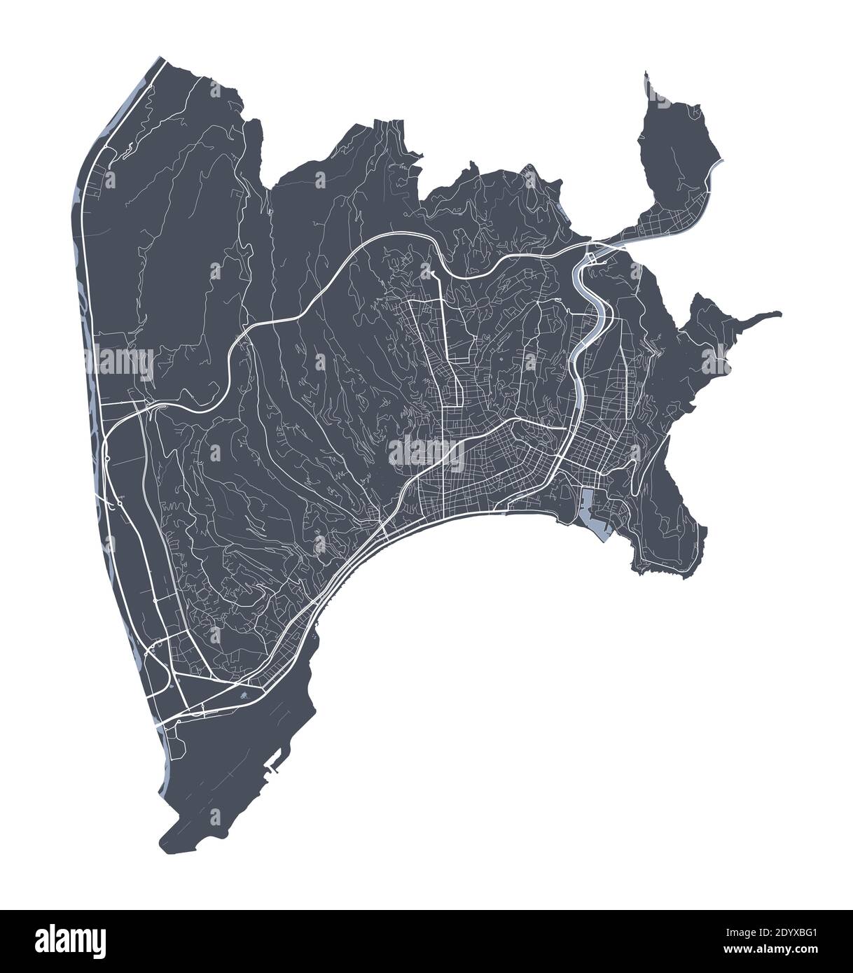 Bella mappa. Mappa vettoriale dettagliata dell'area amministrativa ...