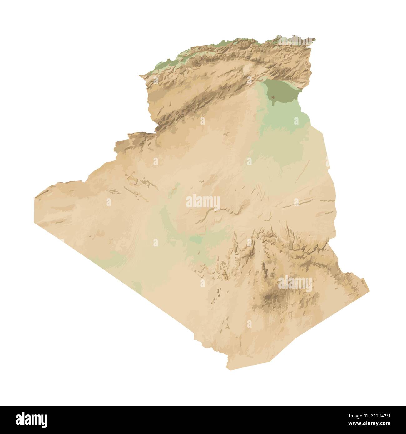 Mappa di rilievo dell'Algeria. Mappa fisica a colori. Illustrazione ...