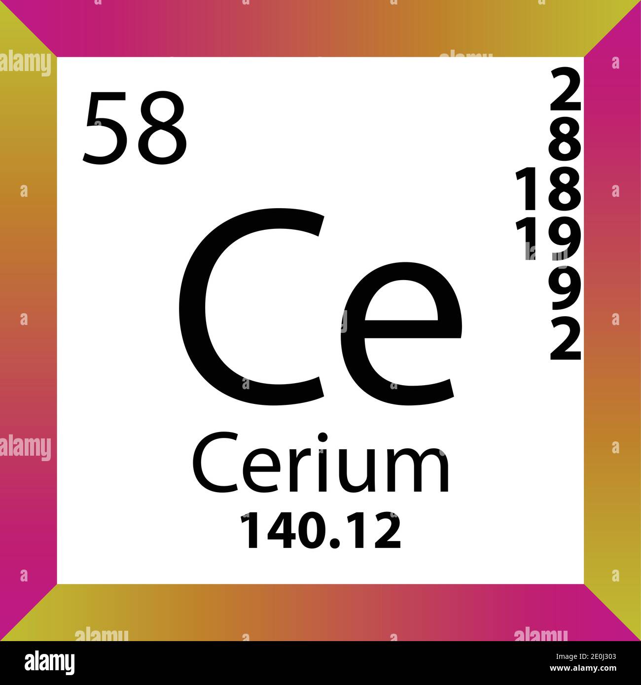 CE cerio elemento chimico Tavola periodica. Illustrazione a vettore ...