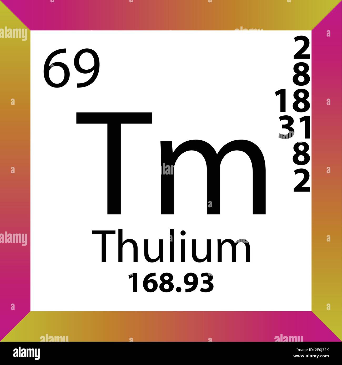 Tabella periodica degli elementi chimici del tulio TM. Illustrazione a ...