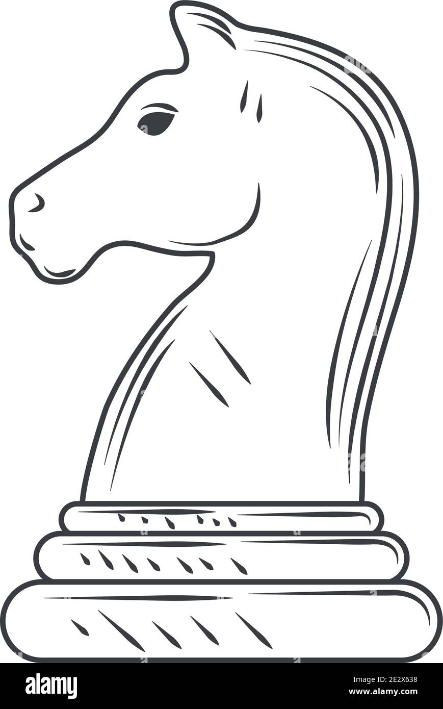pezzo di scacchi cavallo, disegno stile schizzo illustrazione ...