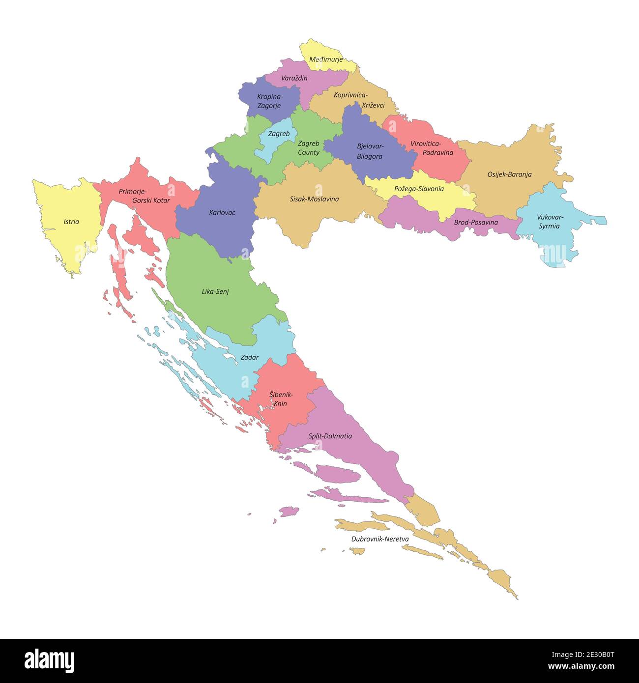 Mappa della croazia immagini e fotografie stock ad alta risoluzione ...