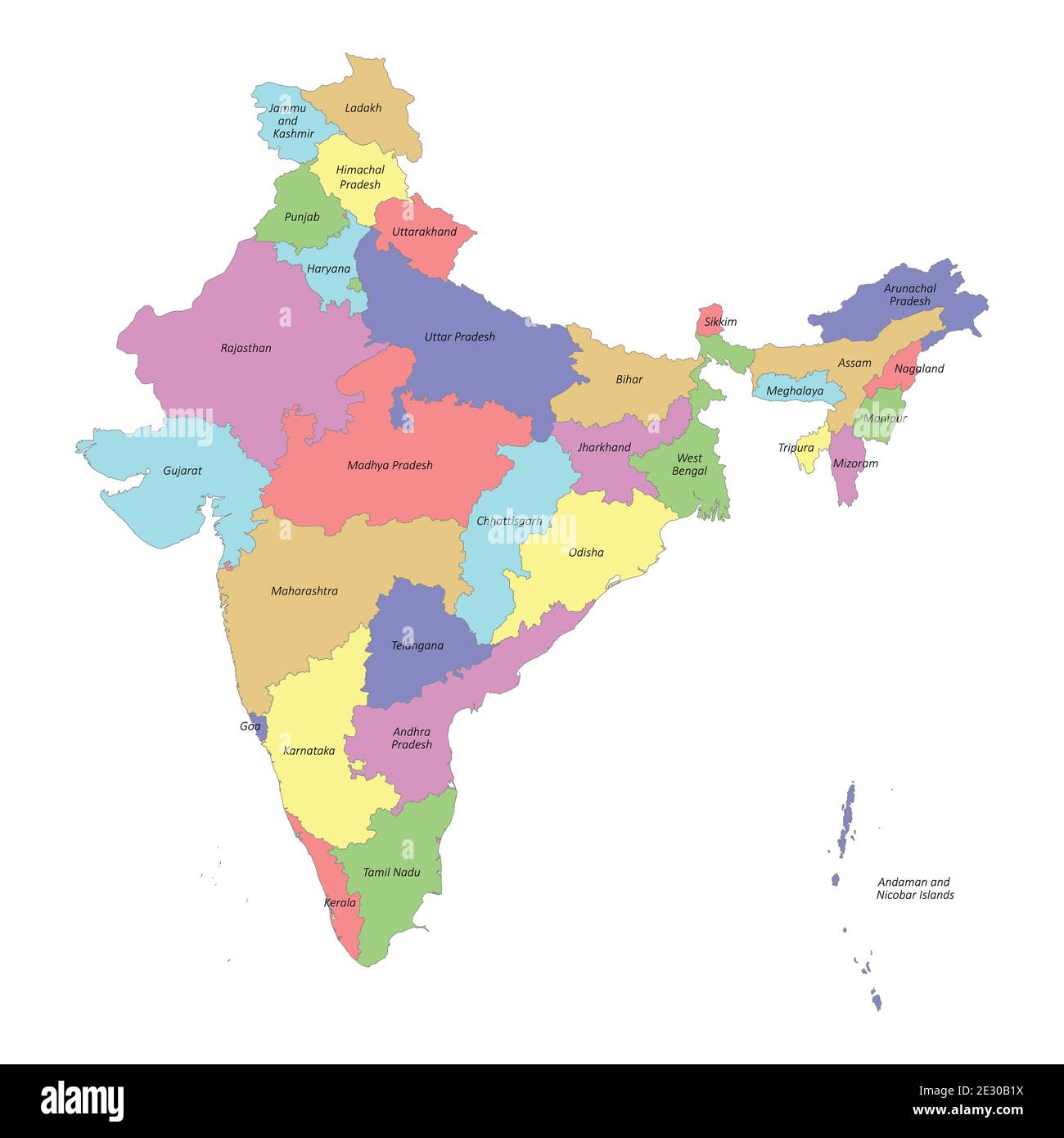 India map with states immagini e fotografie stock ad alta risoluzione ...