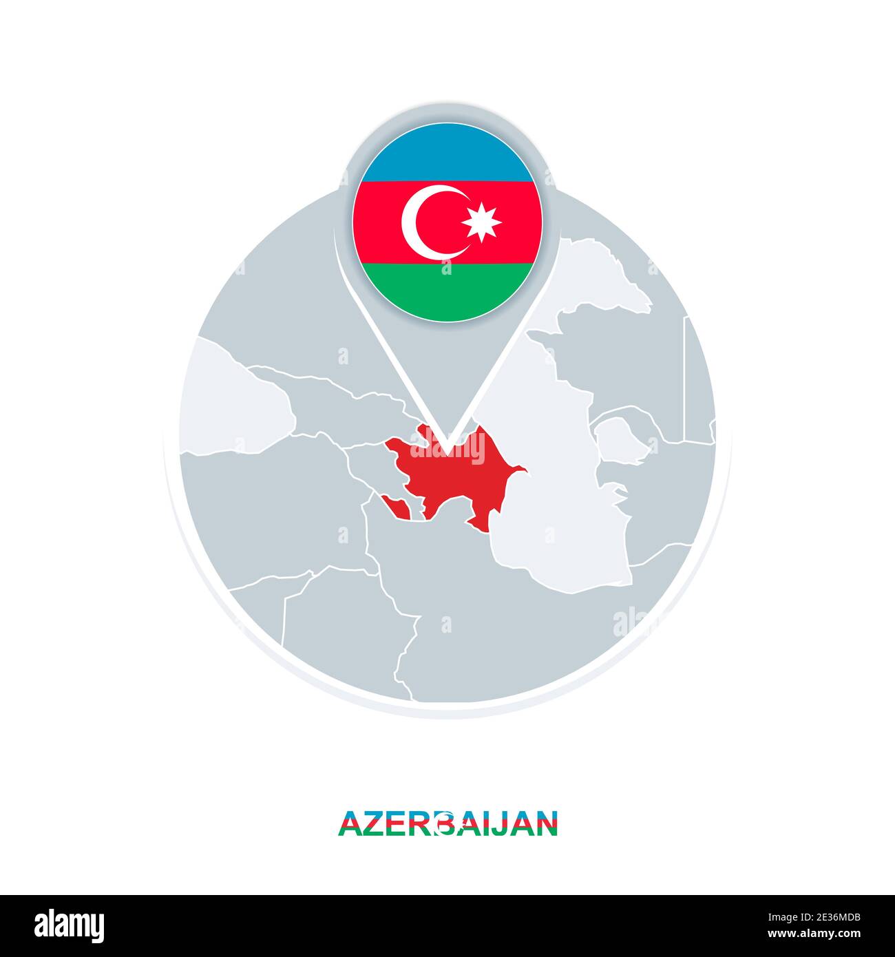 Mappa e bandiera dell'Azerbaigian, icona della mappa vettoriale con l ...