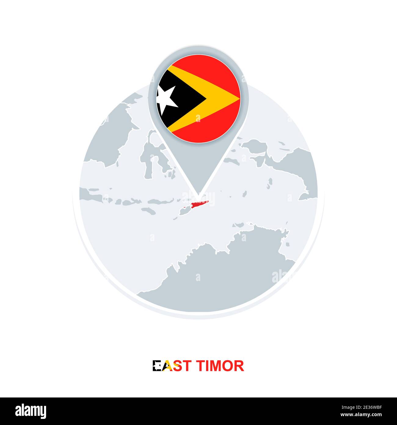 Mappa e bandiera di Timor Est, icona della mappa vettoriale con Timor ...