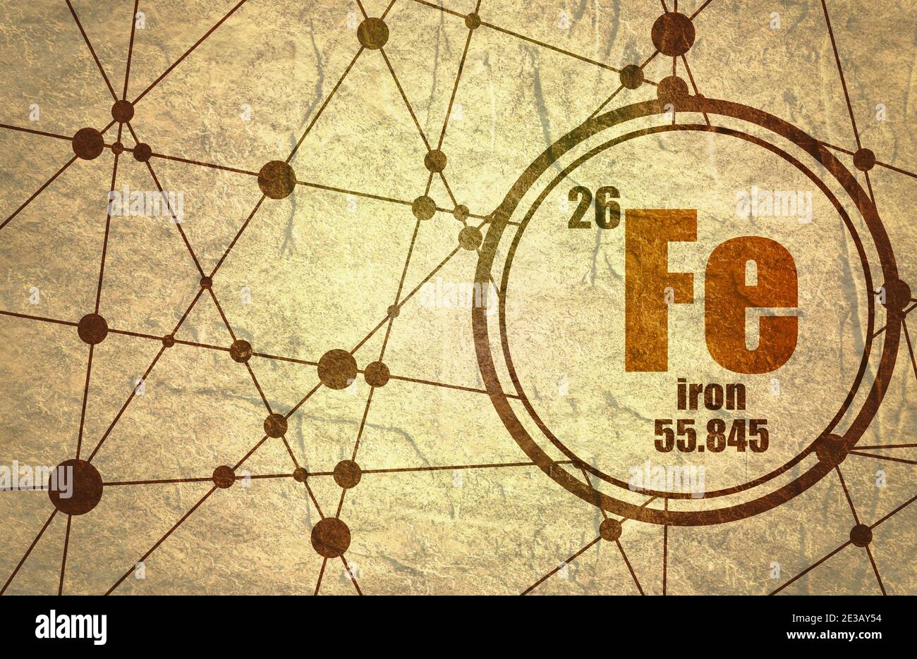 elemento chimico di ferro. Segno con numero atomico e peso atomico ...