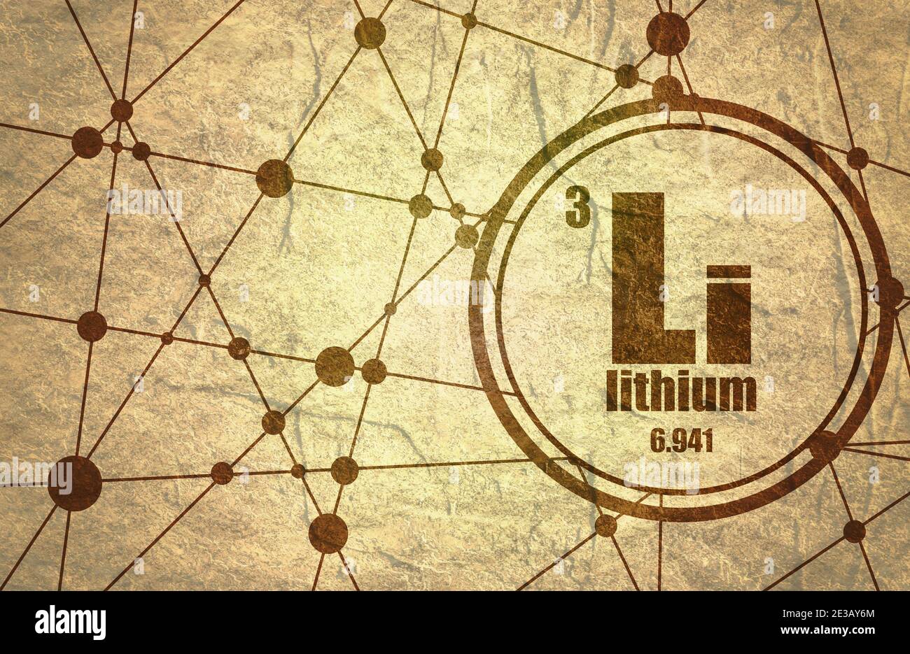 Litio elemento chimico. Segno con numero atomico e peso atomico ...