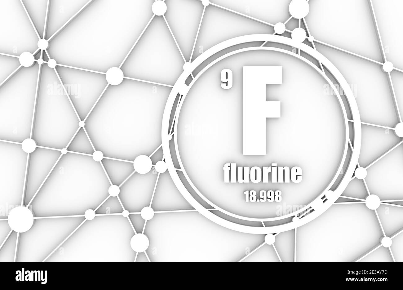 Fluoro elemento chimico. Segno con numero atomico e peso atomico ...